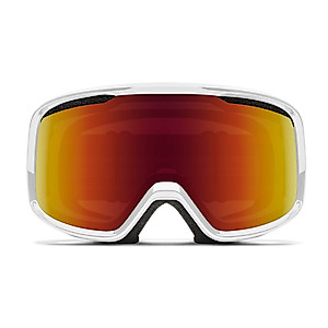 SMITH Frontier Goggles with Carbonic-x Lens – Performance Snowsports Goggles with Replaceable Lens for Skiing & Snowboarding – for Men & Women – White + Red Sol-X Mirror Lens