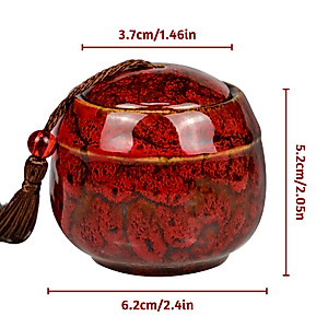 BLLREMIPSUR 2 PCS Ceramic Canister for Loose Leaf Tea, Beautiful Chinese Style Tea Containers with Tassel, Small Tea Coffee Sugar Storage Organizer