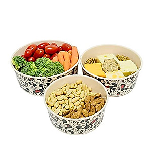 Disney Mickey Bamboo Storage Container Set of 3 Mickey Mouse Minnie Mouse