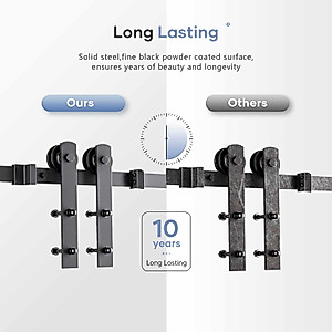 EaseLife 5 FT Sliding Barn Door Track and Handle Hardware Kit,Heavy Duty,Straight Pulley,Slide Smoothly Quietly,Easy Install (5FT Track Kit for 24"~30" Wide Single Door)