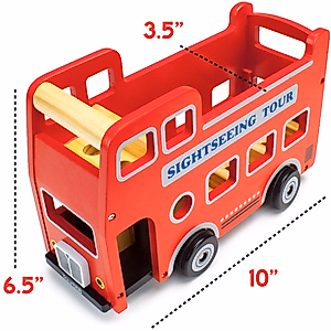 Wooden Wheels Natural Beechwood Chunky Cars and Vehicles Imagination Generation | For Children +12 Months | Red Firetruck