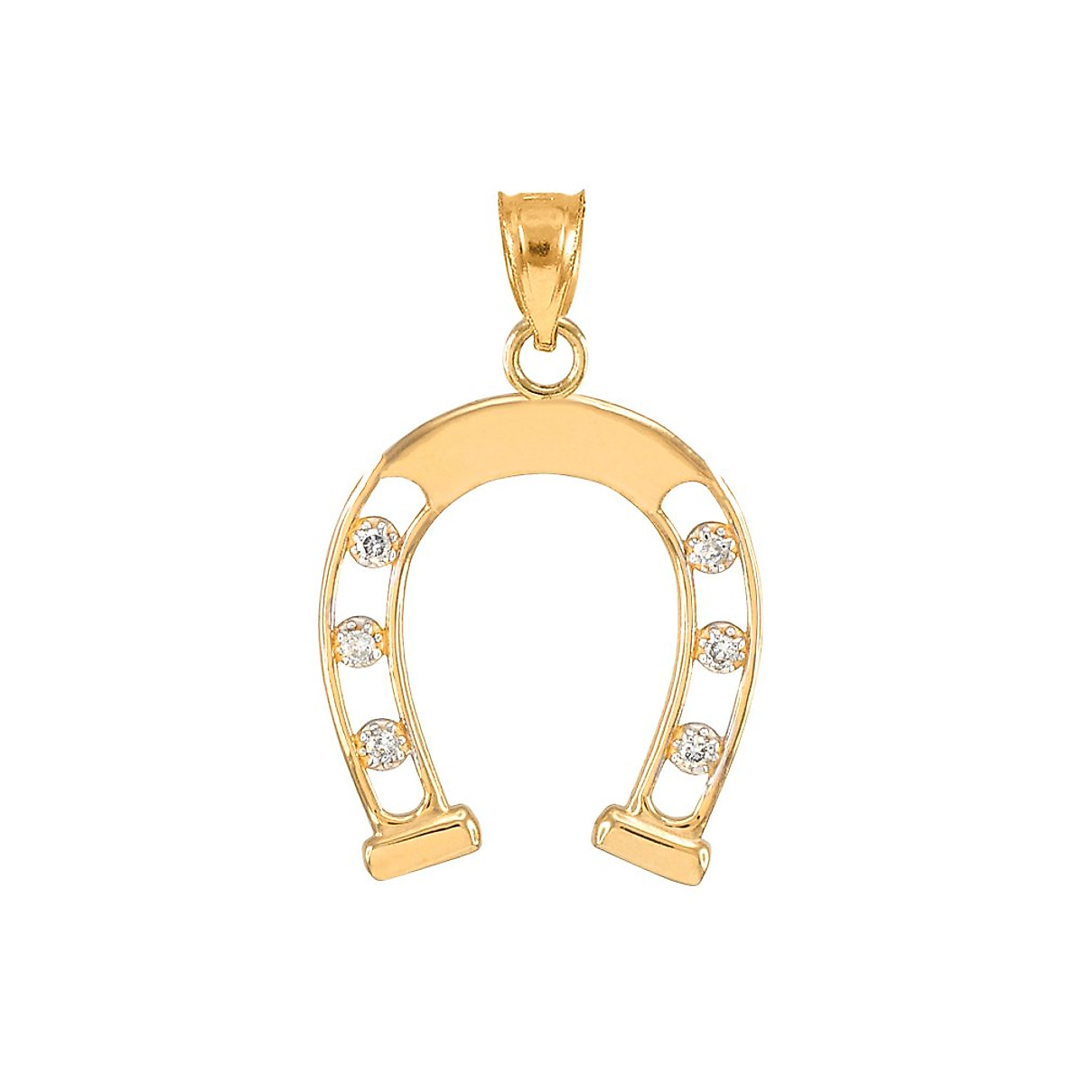 14k Yellow Gold Good Luck Horseshoe Pendant with Diamonds