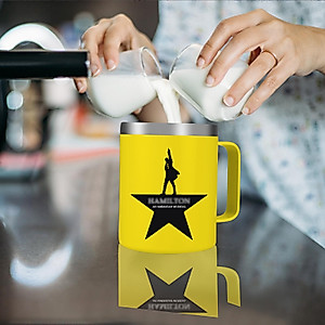 WFSJRED Theater Gifts 12 oz Insulated Mug for Coffee Mug with Leak-Resistant closeable hot lid for hot Drinks with Handle Broadway Gifts for Musicians (HAMILTON)