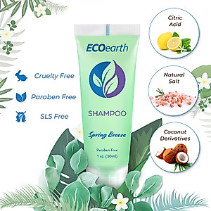 EcoEarth Travel Size Hotel Shampoo (1 fl oz, 100 Pack, Spring Breeze), Delight Your Guests with Revitalizing and Refreshing Shampoo for Guest Hospitality, Small Size Luxury Shampoo in Bulk