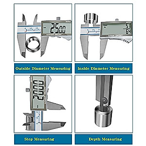 Digital Calipers, DITRON 6" Vernier Caliper- Electronic Micrometer with Large LCD Screen, Stainless Steel, Auto-Off Feature, Inch/Fraction/Millimeter