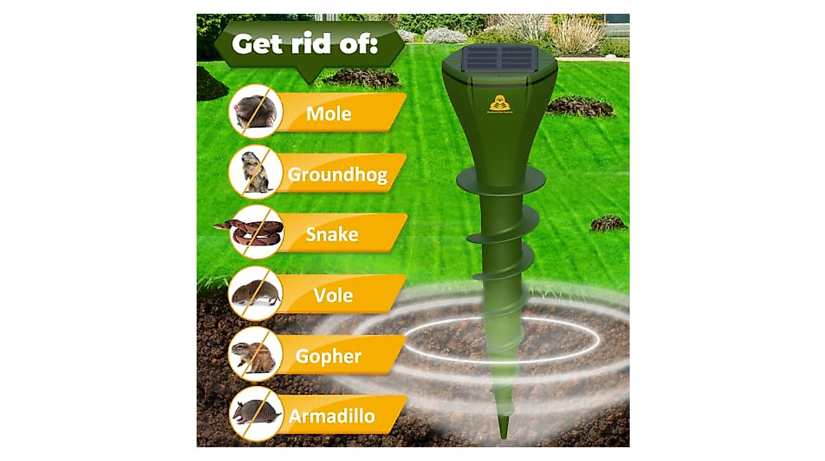 Solar Mole Repellent Stakes - Eco-Friendly Solution