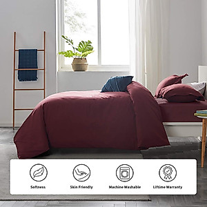 SLEEP ZONE King Size Duvet Cover Cooling NANOTEX Tech with Zipper Closure & 8 Corner Ties - Super Soft & Breathable All Season Comforter Cover Set 3 Pieces (Burgundy, King)