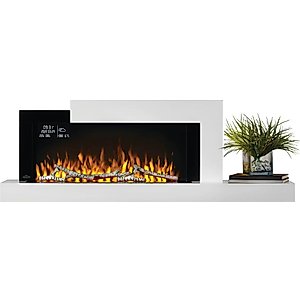 Napoleon Stylus Cara Series 32 Electric White Fireplace - Wall Mount Shelf Style - Home WiFi App Compatible - LED Display - with Remote Control - NEFP32-5019W