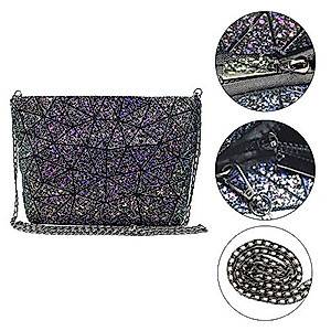 Goclothod Handbag Diamond Lattice Shoulder Bag Fashion Chain Crossbody Purse for Women (Black)