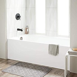 Signature Hardware 948272-L Sitka 60" Three Wall Alcove Acrylic Soaking Tub with Pre-Drilled Overflow Hole