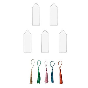 Sowaka 5 Sheets Bookmark Sleeves with 5 Pcs Colorful Tassels Plastic Clear Book Markers Cover Holder with Hole Photo Booth Sleeve for DIY Crafting Christmas Valentine’s Day Parties Supplies (20 X 5.8)