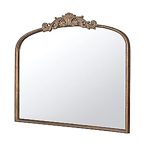 A&B Home Arched Vertical Mirror-Wall Mirror with Gold Metal Frame,40"x31" Large Arch Mirror for Bathroom Bedroom Living Room