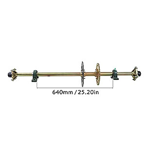 Futchoy 44" Rear Live Axle Complete Kit Go Kart Axle 44 inch with Pillow Block + Sprocket + Brake Disc + 4 Bolt Hub for ATV Quad Go Kart Golf Cart