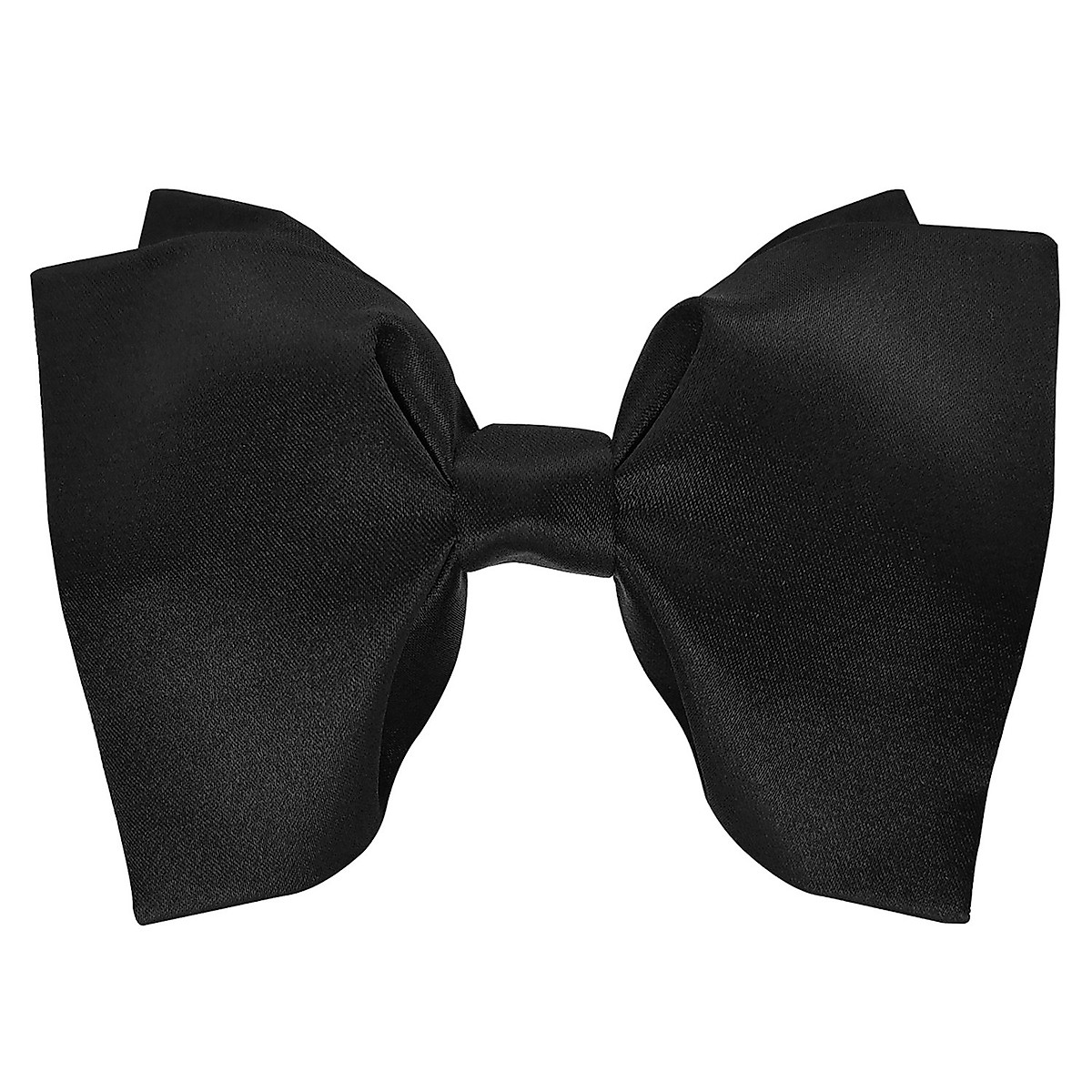 GUUNIEE Mens 100% Satin Silk Oversized Pre-tied Bowtie Formal Tuxedo Big Bow Ties (Black)