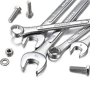 ROCHOOF Combination Wrench Set,33-Piece Chrome Vanadium Steel Wrench Set 12-Point SAE & Metric Wrenches 1/4"-1" and 6-22mm with Rolling Pouch