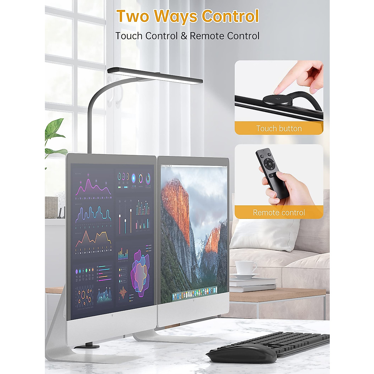 iLid LED Desk Lamp 18W Architect Clamp Desk Lamps for Home Office High CRI Eye Protection Stepless Dimming Desk Lamp with Remote Control for Monitor Studio Reading