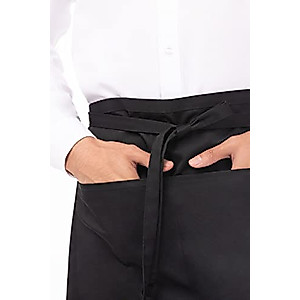 Chef Works Unisex Half Bistro Server Apron, Black, One Size