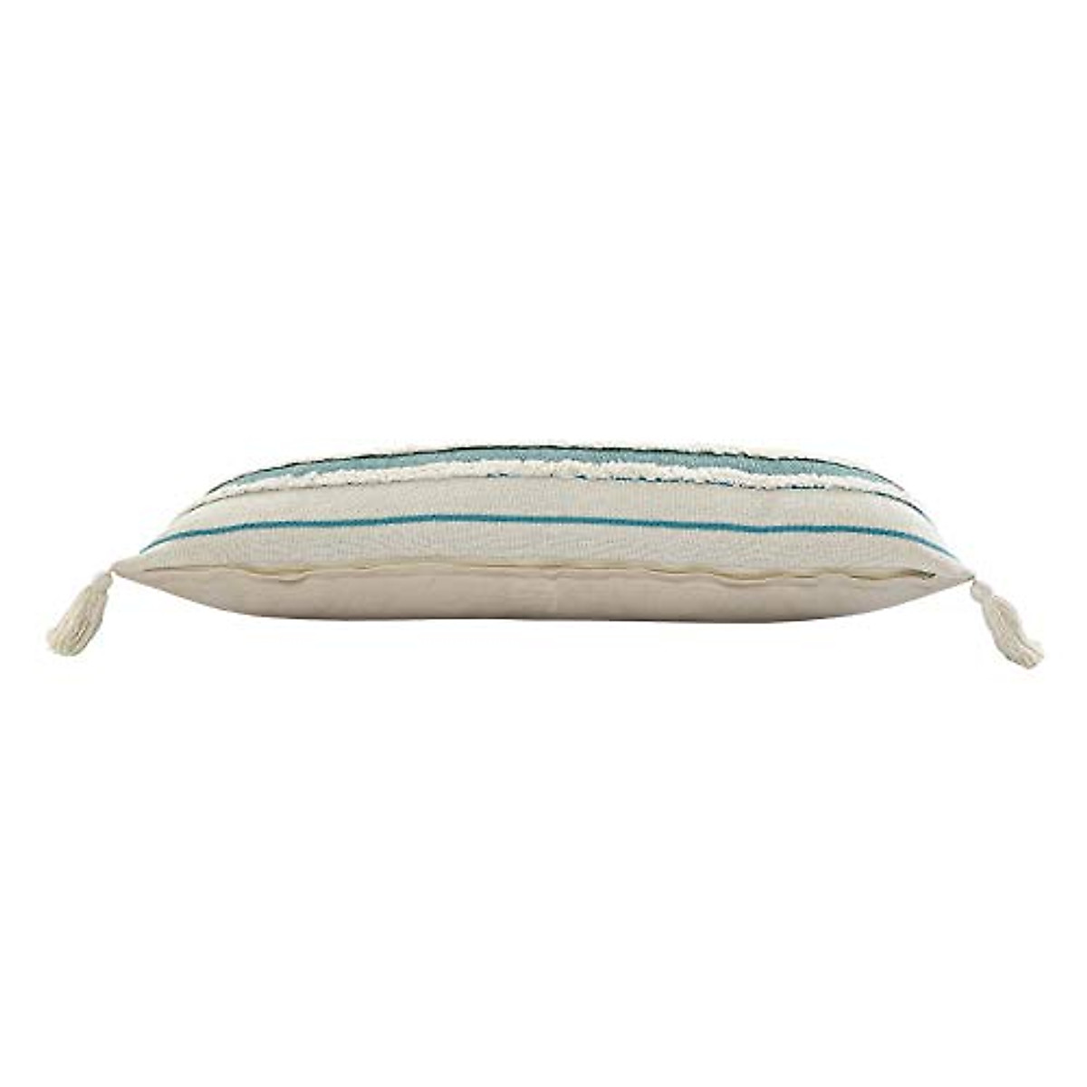 LR Home Quarry Striped Lumbar Throw Pillow, 14" x 36", Aqua/Jade/Turquoise/White