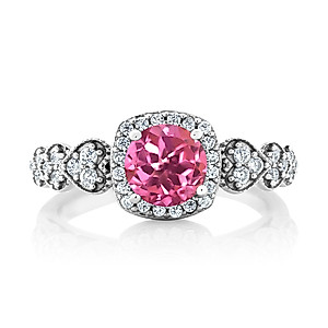 Gem Stone King 925 Sterling Silver Pink Mystic Topaz Engagement Ring For Women (1.32 Cttw, Available 5,6,7,8,9) (Size 5)