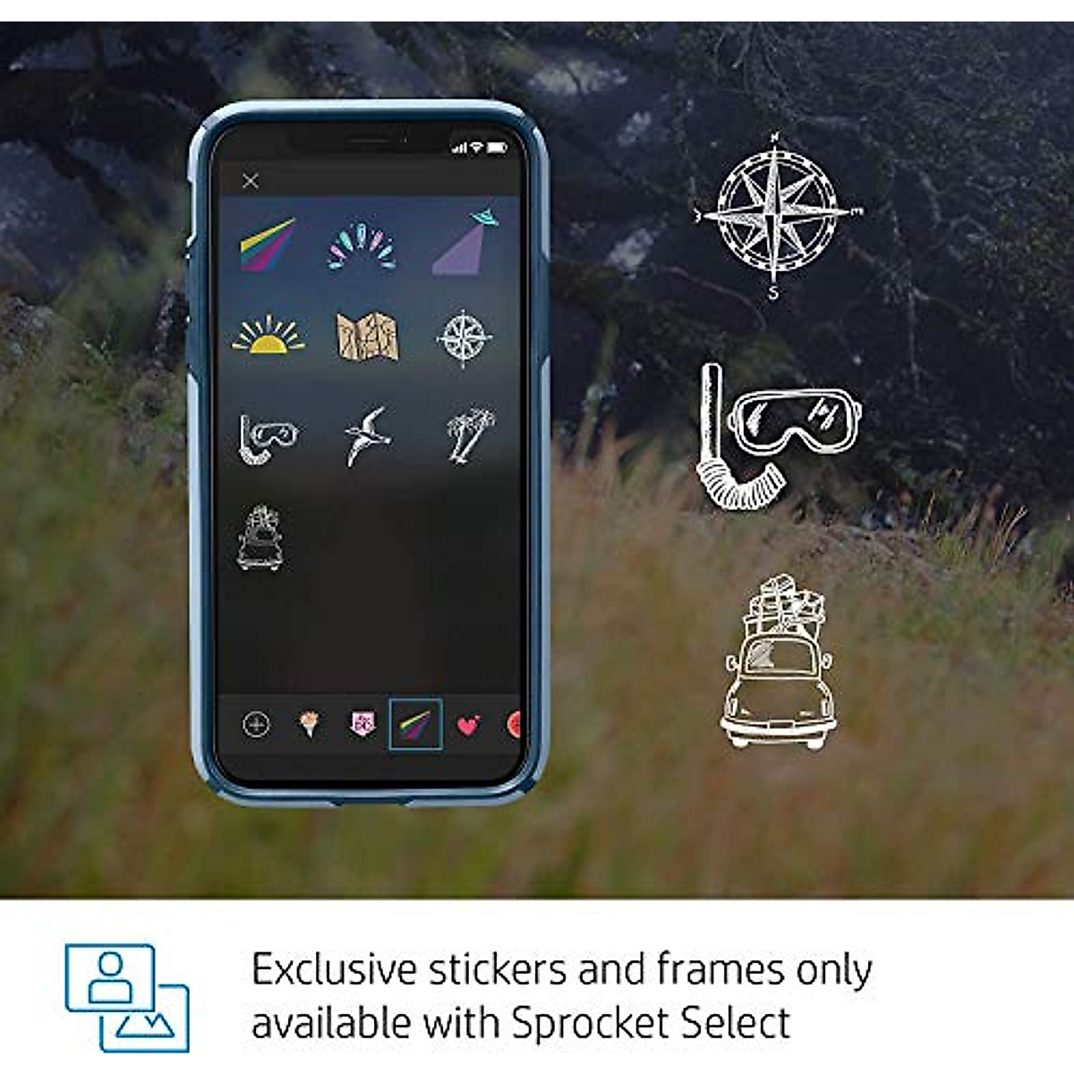 HP Sprocket Select Portable 2.3x3.4" Instant Photo Printer (Eclipse) Print Pictures on Zink Sticky-Backed Paper from your iOS & Android Device.