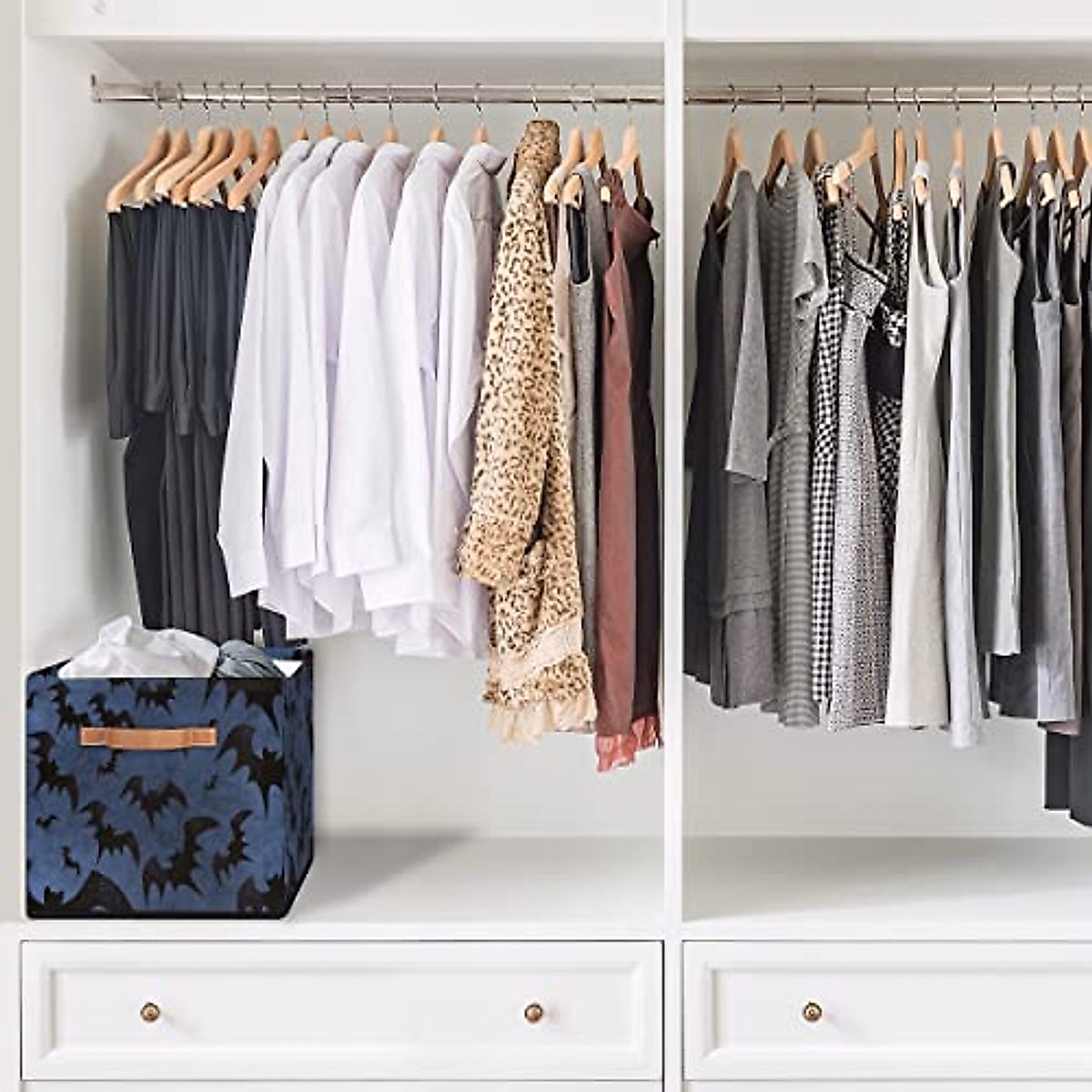 13x13x13 Storage Cube Bins Horror Night Fabric Storage Cubes 13 inch Collapsible Storage Bins Cubby Storage Baskets for Organizing Shelf Cabinet Bookcase Boxes