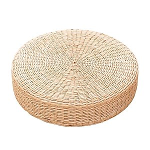 DEDEMCO Hand-Woven Natural Cattail Mat Cushion Pouf, Japanese Style Round Straw Seat Pad, Handmade Floor Pouf Mat for Party Living Room Bay Window Balcony Garden, 210329AH03-4-10542-1738450751