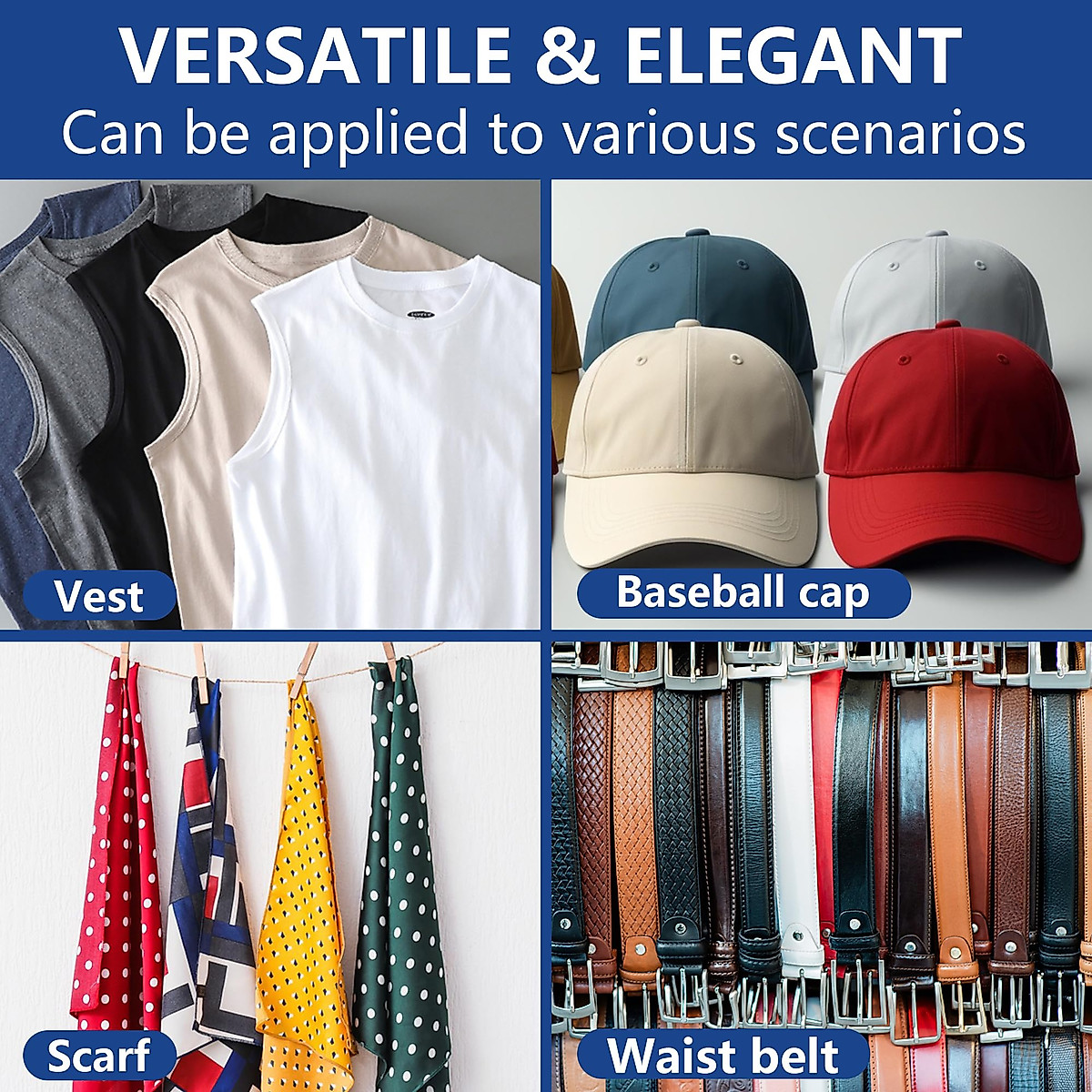 4 Pcs Hat Hooks for Baseball Caps- Aluminium Baseball Cap Organizer Hanger- Large Capacity Cap Rack Hat Storage Holder for Closet Bedroom Saving Space (Silver)