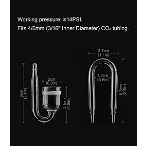 Clscea Aquarium Glass CO2 Diffuser Atomizer with U Tube Check Valve Suction Cup Premium Version