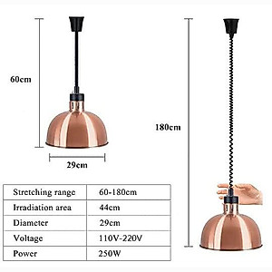Commercial Food Heat Lamp, Buffet Food Warmer Adjustable Length Kitchen Heater to Keep Food Warm Kitchen Restaurant Equipment 250W