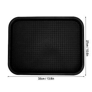 Food Service Tray, Professional Slip Resistant Fast Food Tray Safe Mellow Multi Purpose for Restaurant Canteen(Black)