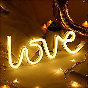 Nordstylee Neon Love Light Signs, Led Love Night Lights Decor Lights for Kid's Gift, Wall/Room Decor, Birthday Party, Christmas, Wedding Decoration(Warm White)