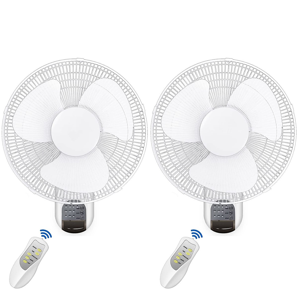 HealSmart 16 Inch Wall Mount Fan with Remote Control, 3 Oscillating Modes, 3 Speed, Timer, 2 Pack
