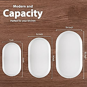 Taeochiy Large Serving Platter - 16"/14"/12" Oval Serving Tray, Ceramic Turkey Platters for Entertaining, Christmas Party, Set of 3, White