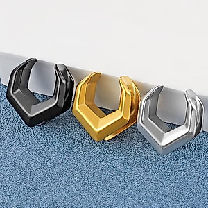 LADEMAYH 2Pcs 7/8 Gauges for Ears, Cool Hexagon Black 7/8 Plugs Ear Gauges for Women, 22mm Gauges for Ears, Surgical Steel Saddle Plugs Tunnels Gauge Earrings