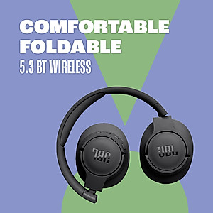 JBL Tune 720BT - Wireless Over-Ear Headphones with JBL Pure Bass Sound, Bluetooth 5.3, Up to 76H Battery Life and Speed Charge, Lightweight, Comfortable and Foldable Design (Black)