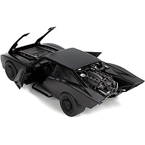 Jada Toys DC Comics The Batman 1:18 Batmobile with Lights Die-cast Car & 3.75" Batman Figure, Toys for Kids and Adults,Black