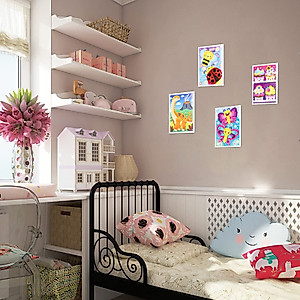 VKPI Bead Art Painting Kit for Kids, Diamond Bead Crafts Mosaic Kits, Preschool Learning Education Supply, Fun Toy for Kids Ages 4-8, Christmas Birthday Gifts, Easter Basket Stuffers, 4 Pieces