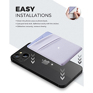 VULKIT Phone Card Holder Slim Elastic Adhesive Phone Wallet Credit Card Sleeves Sticker for Back of Smartphone(Lilac)