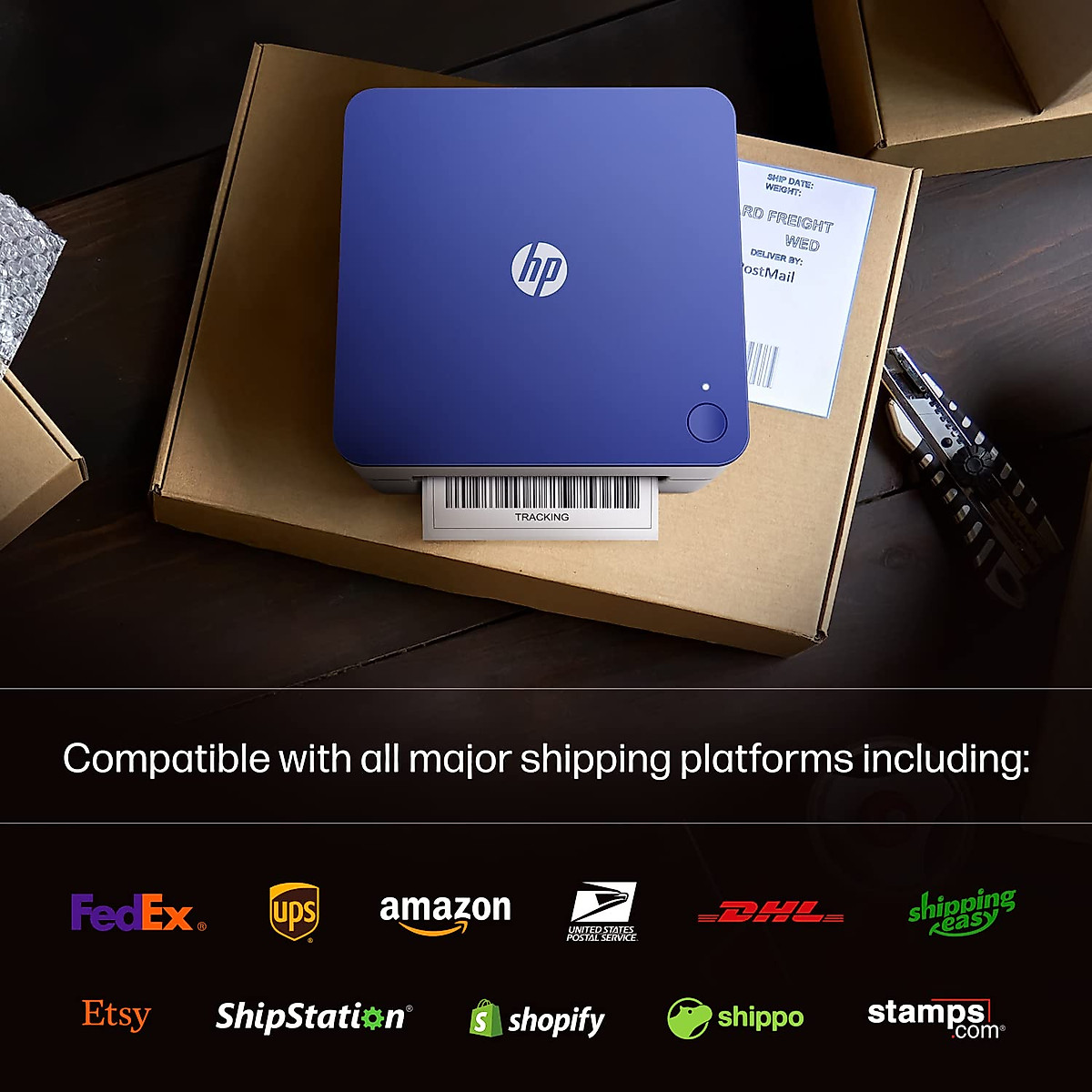 HP Shipping Label Printer, 4x6 Commercial Grade Direct Thermal, Compact & Easy-to-use, High-Speed 203 DPI Printer, Barcode Printer, Compatible with Amazon, UPS, Shopify, Etsy, Ebay, ShipStation & More