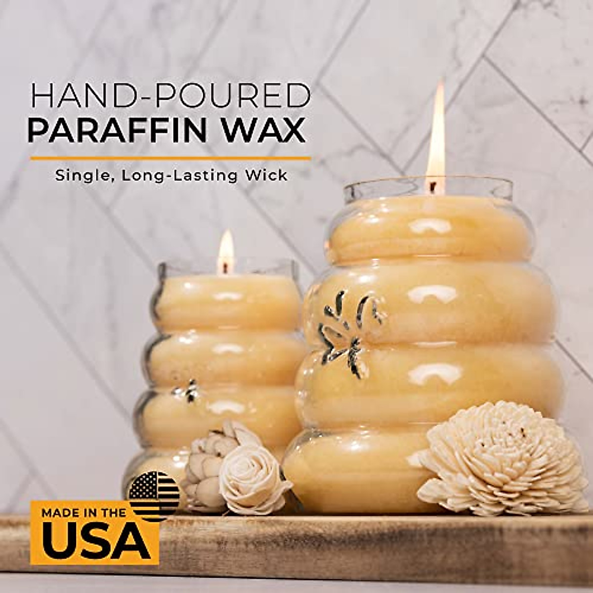 A Cheerful Giver Spring Candles Honey Butter Beehive Jar Candle - 30 Ounces with 150 Hours Burn Time - Gifts for Women