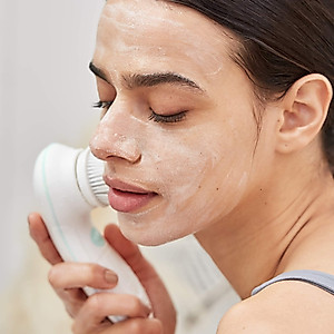 My Life My Shop Ultimate Spin Facial Cleansing Brush (Blue) Ultimate Skin Spa with 3 Interchangeable Face Brushes- Daily Cleansing, Exfoliating Brush, Silicone Brush &Protective Case