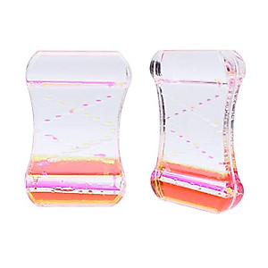 FARUTA Oil Hourglass Liquid Motion Bubbler Timer Double Color Hourglass Pressure Release Toy Desktop Ornament for Christmas Birthday Gift (Color : Pink+Yellow)