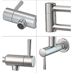 MSTJRY Pot Filler Faucet Wall Mount Commercial Kitchen Faucets Stainless Steel Stretchable Double Joint Swing Arm Single Hole Two Handle Kitchen Sink Faucet