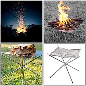 Finderomend Portable Fire Pit for Camping 22 Inch Mesh Collapsible Folding Fire Pit with Stainless Steel for Campfire, Outdoor, Camping and Travel- Include Carry Bag