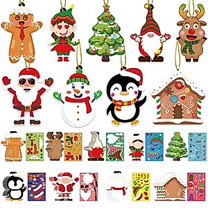 VABAMNA Christmas Ornament Crafts for Kids - Make Your Own Ornament Kit with 36pcs Christmas Craft Stickers, 9 Designs, 54 Pieces, 4cm x 5cm x 2cm, Multicolor, Unisex, Ages 4-12