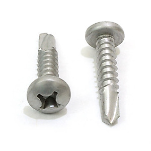 Bolt Dropper 10 x 1 Self Tapping Stainless Steel Metal Screw, (100 Set) Phillips Pan Head Self Drilling, 410 SS, Corrosion Resistant Choose Size