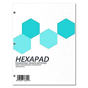 Organic Chemistry Notepad Hexagon Graph Paper Notebook, 200 pages (100 sheets), 1/4-inch Side Hexagons by Hexapad