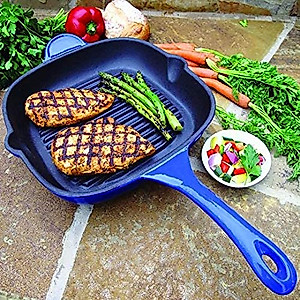 Jean-Patrique Professional Square Cast Iron Skillet Griddle Pan - 25cm | Non-stick, non-toxic surface for healthier cooking. Pre-seasoned and ready to use | From