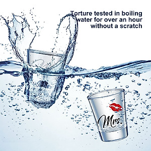 2 Pieces Mr and Mrs Shot Glasses 2 Oz Gold Wedding Party Wine Glasses Engagement Anniversary Bridal Shower Glass Couple Wine Glass for Newlyweds and Couples (Charming Style)