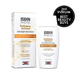 ISDIN Eryfotona Actinica Zinc Oxide and 100% Mineral Sunscreen Broad Spectrum SPF 50+, No White Cast, Suitable for Sensitive Skin, 3.4 Fl Oz